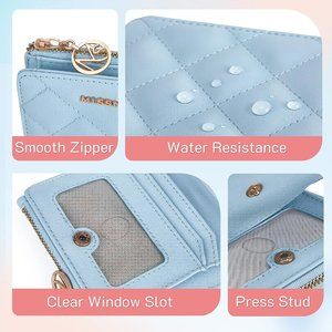 Missnine | Bags | Compact Ladies Wallet Blue Quilted Bifold Purse With ...
